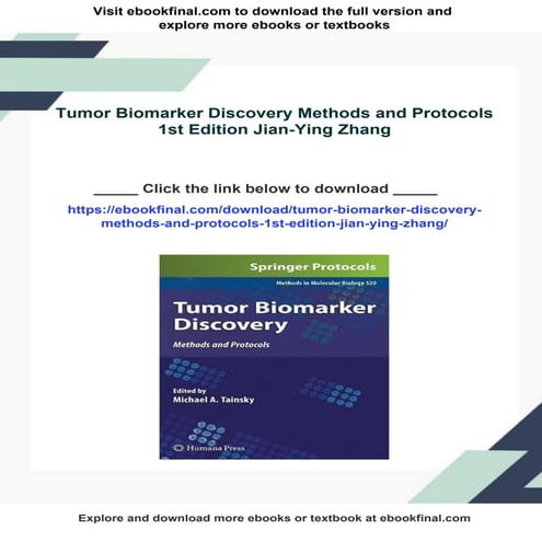 Tumor Biomarker Discovery Methods and Protocols 1st Edition Jian-Ying ...
