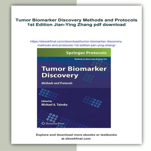 Tumor Biomarker Discovery Methods and Protocols 1st Edition Jian-Ying ...
