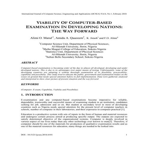 VIABILITY OF COMPUTER-BASED EXAMINATION IN DEVELOPING NATIONS: THE WAY ...