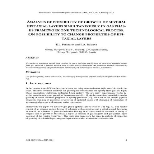 ANALYSIS OF POSSIBILITY OF GROWTH OF SEVERAL EPITAXIAL LAYERS SIMULTANEOUSLY IN GAS PHASES ...