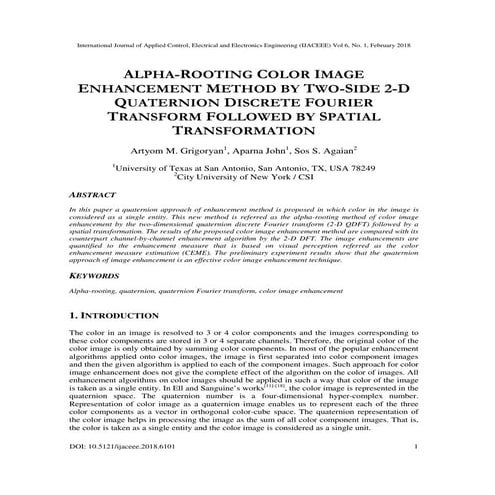 Alpha Rooting Color Image Enhancement Method By Two Side 2 D Quaternion Discrete Fourier