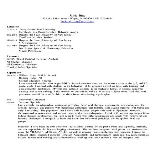 Jamie Bray resume 2016 | DOCX