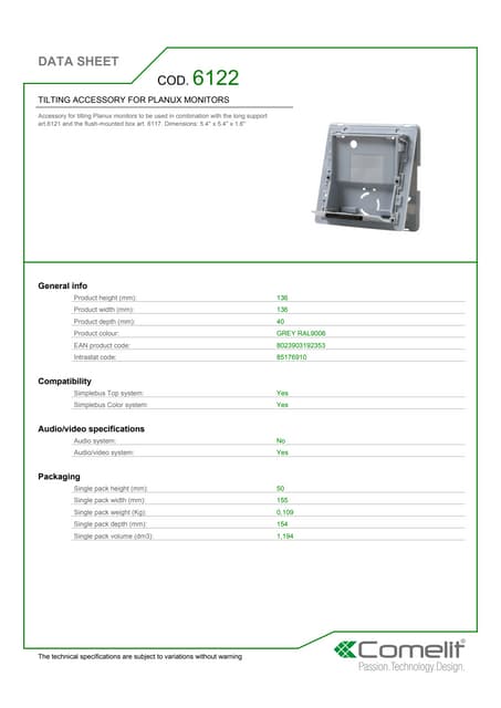 Comelit 31104 Data Sheet | PDF