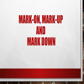Business math - Mark on- up and Mark down | PPTX