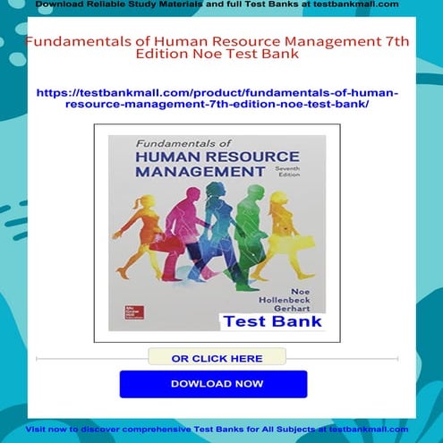 Fundamentals of Human Resource Management 7th Edition Noe Test Bank | PDF