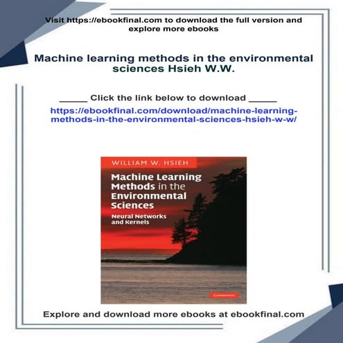 Machine learning methods in the environmental sciences Hsieh W.W. | PDF