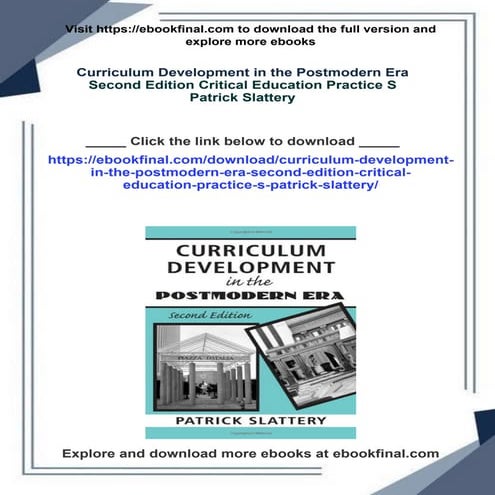 Curriculum Development in the Postmodern Era Second Edition Critical Education Practice S ...