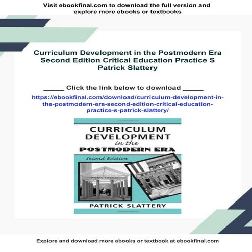 Curriculum Development in the Postmodern Era Second Edition Critical Education Practice S ...