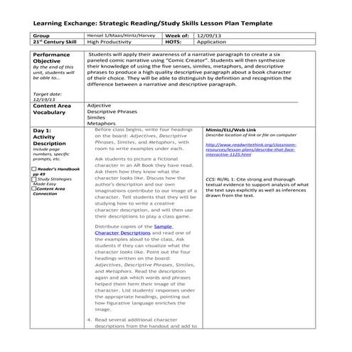 STRATEGIC READING LESSON PLAN LE | PDF