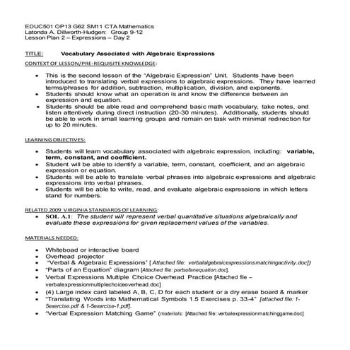 Differentiates expression from equation, Translate word phrase to ...