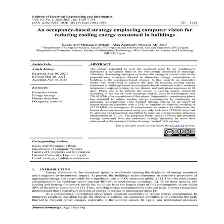 An occupancy-based strategy employing computer vision for reducing ...