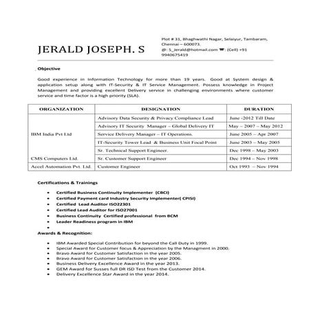 Jerald J Resume | DOC