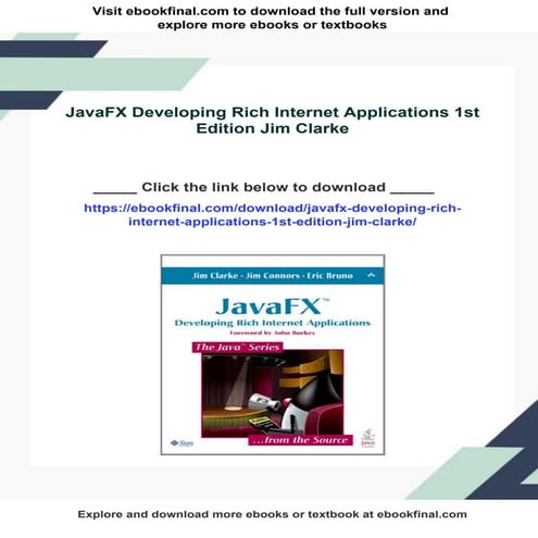 JavaFX Developing Rich Internet Applications 1st Edition Jim Clarke | PDF
