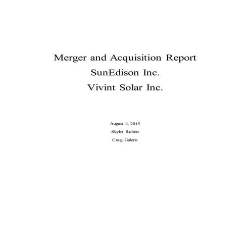 Merger and Acquisition Report | DOCX