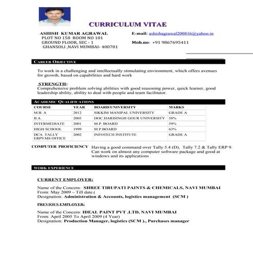 ASHISH AGRAWAL RESUME | DOC