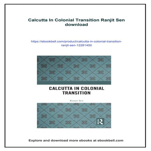 Calcutta In Colonial Transition Ranjit Sen | PDF