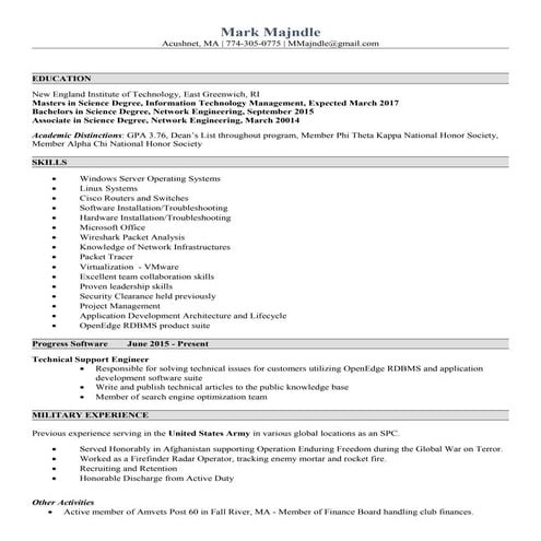 Mark Majndle Resume | DOC