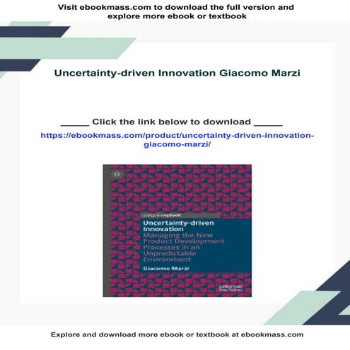 Uncertainty-driven Innovation Giacomo Marzi | PDF