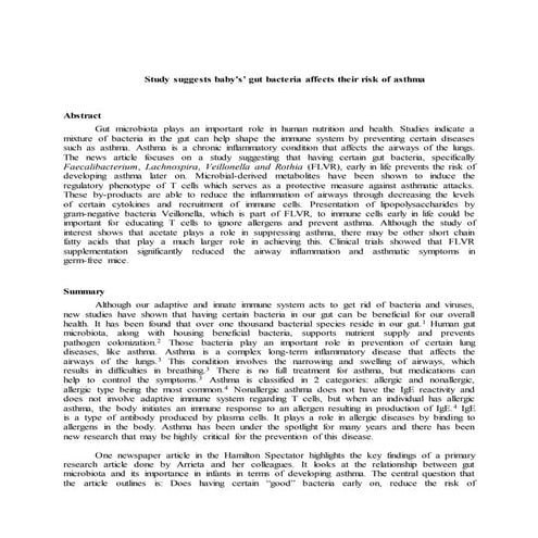The Gut-Lung Axis: Microbiota in Bronchial Asthma | PDF
