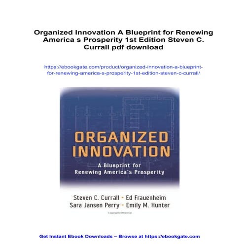 Organized Innovation A Blueprint for Renewing America s Prosperity 1st ...