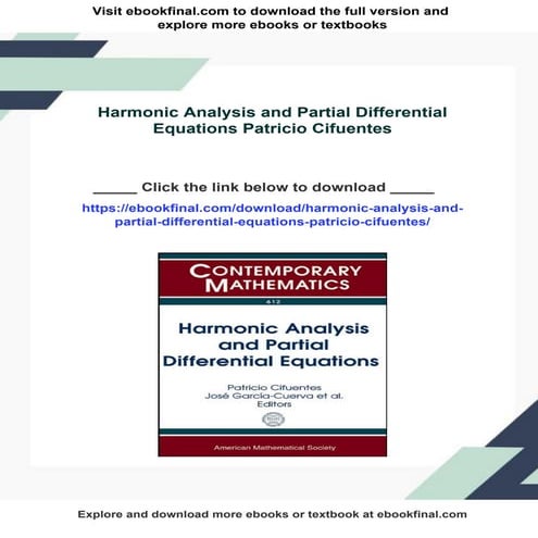 Harmonic Analysis and Partial Differential Equations Patricio Cifuentes ...