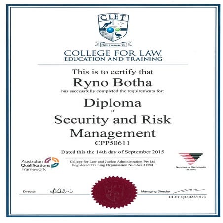 Diploma Security and Risk Management | PDF