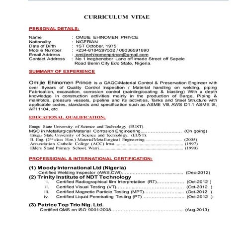 OMIJIE ehinomen prince Reviewed cv | DOCX