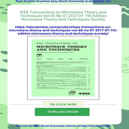 IEEE Transactions on Microwave Theory and Techniques Vol 65 No 07 2017 07 7th Edition Microwave ...