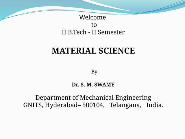 Materials science and Engineering-Introduction | PPTX