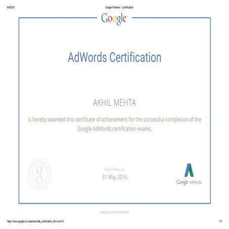 Google Adwords Certification | PDF