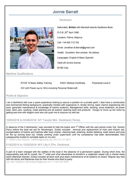 Zeljko Mikulicic CV Yachts | DOCX | Cruises | Travel Type