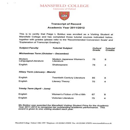 OxfordTranscript | PDF