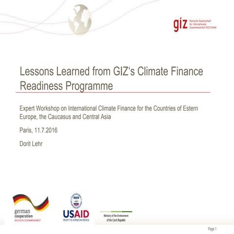 Lessons Learned from GIZ's Climate Finance Readiness Programme | PPTX
