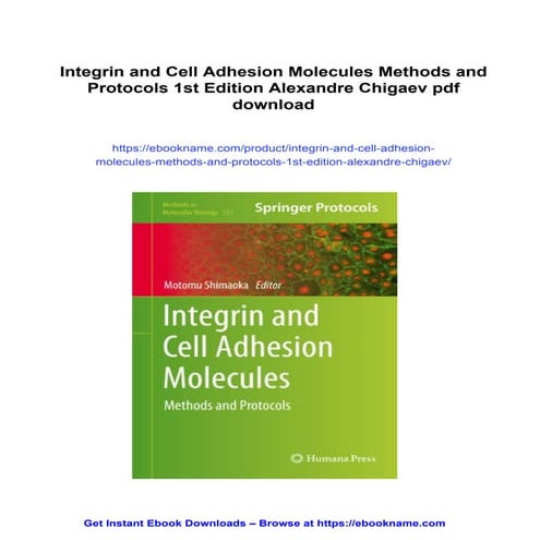 Integrin and Cell Adhesion Molecules Methods and Protocols 1st Edition ...