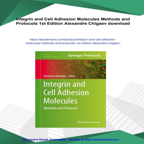 Integrin and Cell Adhesion Molecules Methods and Protocols 1st Edition Alexandre Chigaev | PDF