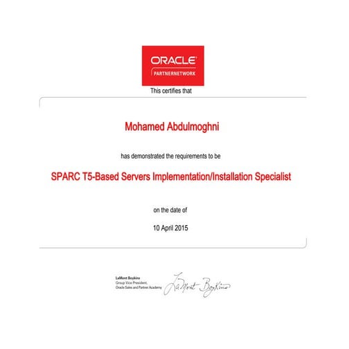 SPARC T5-Based Servers ImplementationInstallation Specialist | PPT