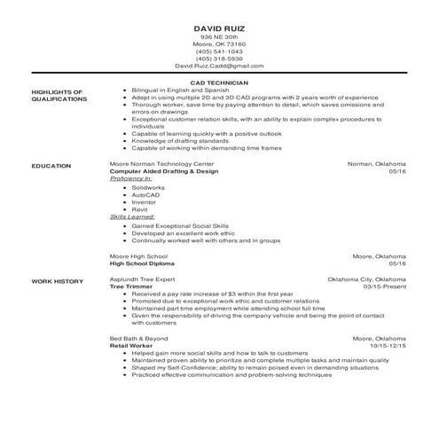 CAD Technician Resume Examples & Writing Guide for 2025 | PDF