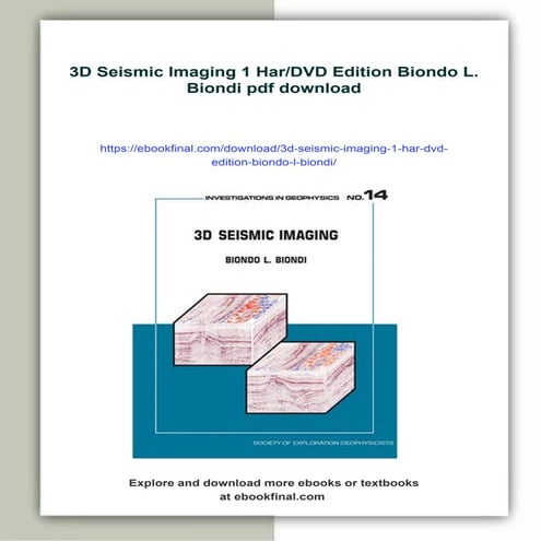 3D Seismic Imaging 1 Har/DVD Edition Biondo L. Biondi | PDF