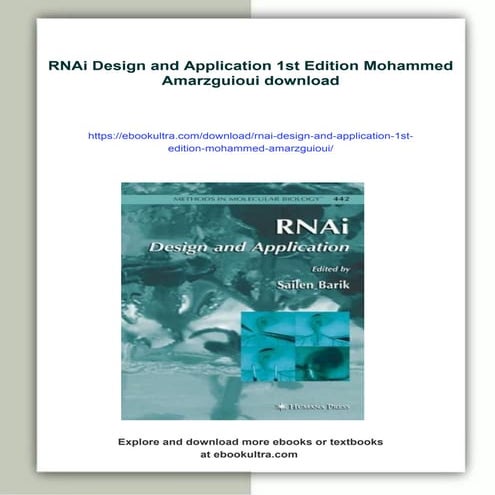 RNAi Design and Application 1st Edition Mohammed Amarzguioui | PDF