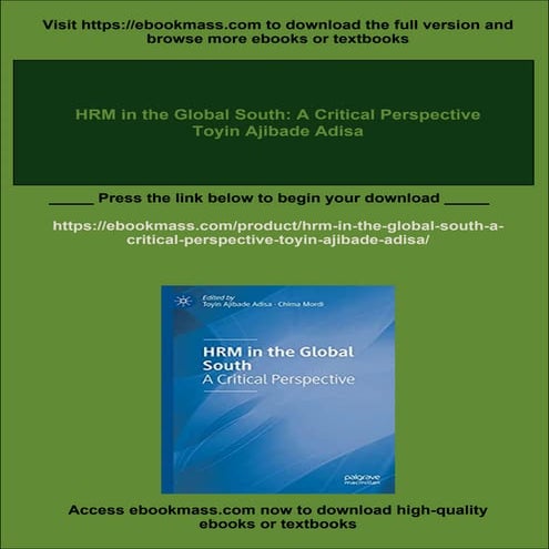 HRM in the Global South: A Critical Perspective Toyin Ajibade Adisa | PDF