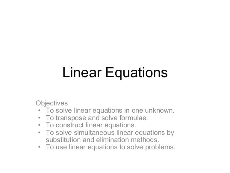 Linear Equations