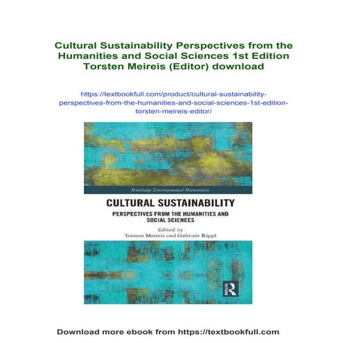 Cultural Sustainability Perspectives from the Humanities and Social ...