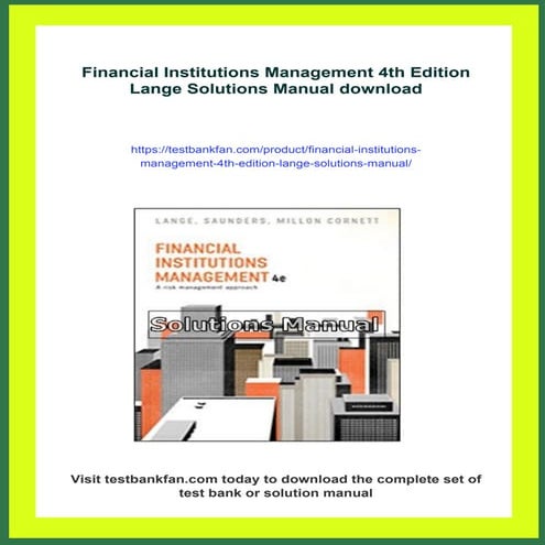 Financial Institutions Management 4th Edition Lange Solutions Manual | PDF