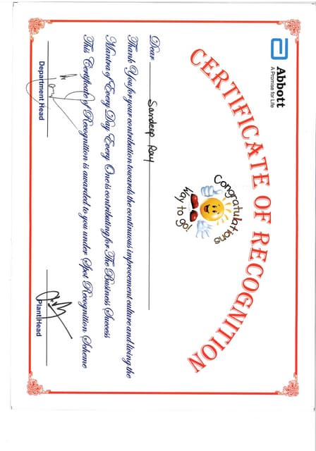 Abbott Excellence Award - Achieving Dec 2016 | PDF