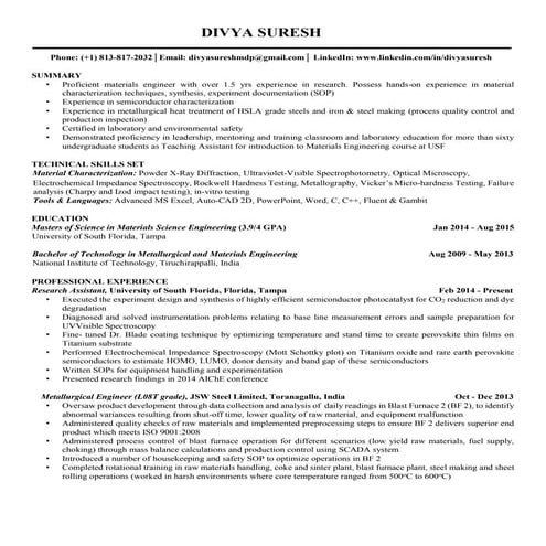 DIVYA SURESH_Resume | PDF
