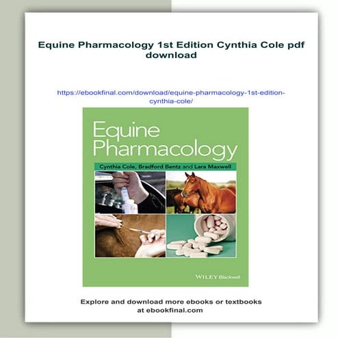 Equine Pharmacology 1st Edition Cynthia Cole | PDF
