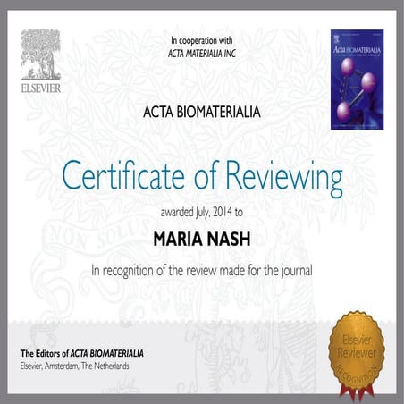 Certificate Acta Biomateriala | PPT