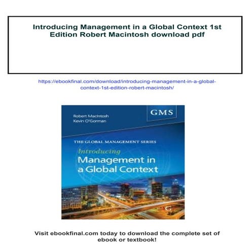 Introducing Management in a Global Context 1st Edition Robert Macintosh ...