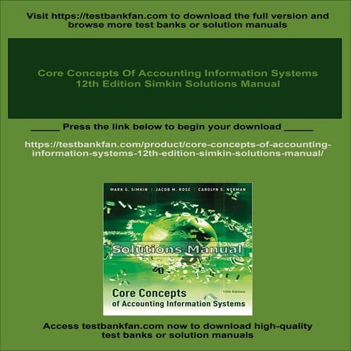 Core Concepts Of Accounting Information Systems 12th Edition Simkin Solutions Manual Pdf