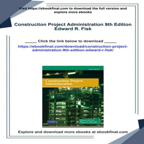 Construction Project Administration 9th Edition Edward R. Fisk | PDF